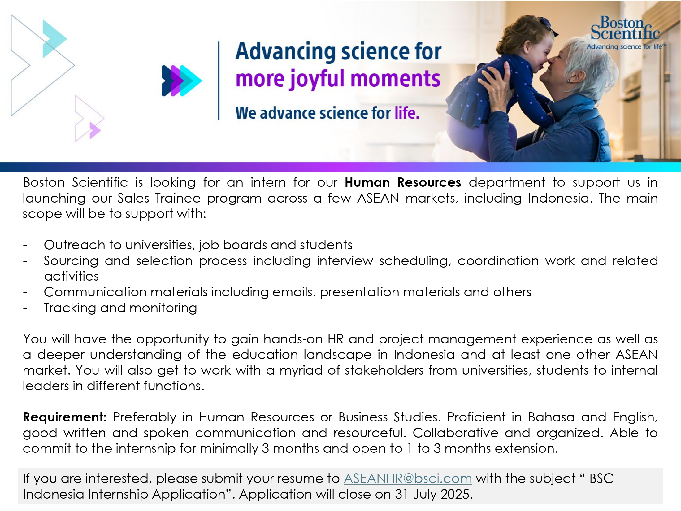 INTERNSHIP – Boston Scientific HR – Career Development Center Fakultas ...