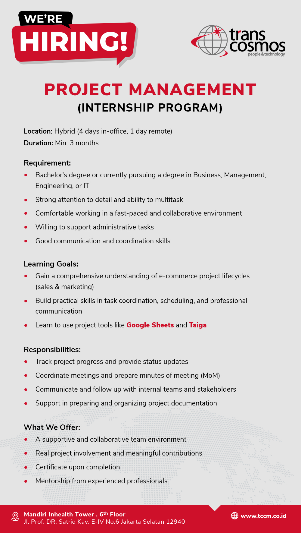 INTERNSHIP – PT Transcosmos Commerce – Career Development Center ...