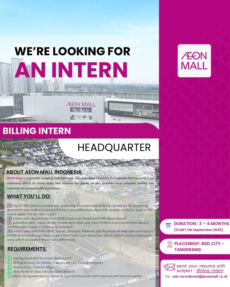 INTERNSHIP – AEON MALL – Career Development Center Fakultas Ekonomi dan ...
