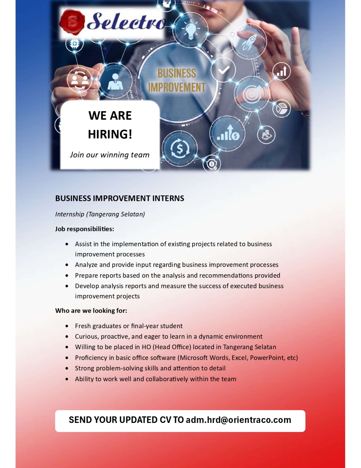 Internship – PT Selectro Indonesia (Orientraco Group) – Career ...